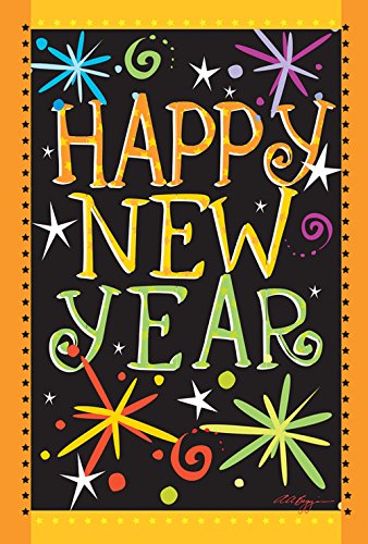 Toland Home Garden 1110449 Happy New Year New Year Flag 12x18 Inch Double Sided New Year Garden Flag for Outdoor House party Flag Yard Decoration