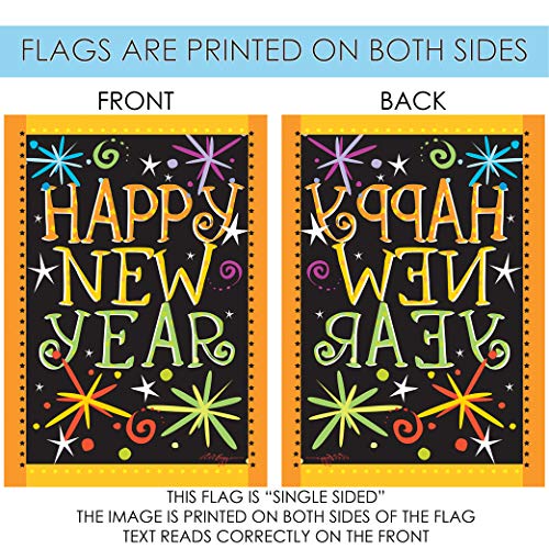 Toland Home Garden 1110449 Happy New Year New Year Flag 12x18 Inch Double Sided New Year Garden Flag for Outdoor House party Flag Yard Decoration