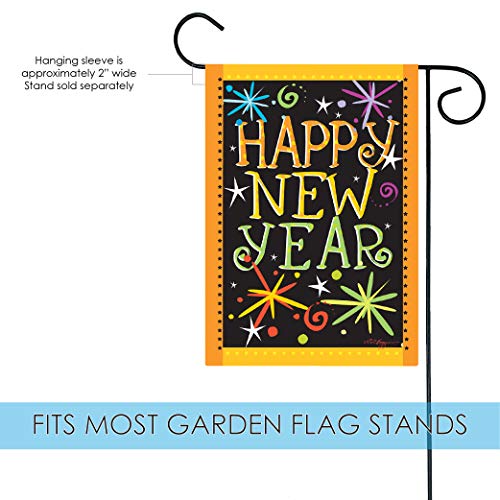 Toland Home Garden 1110449 Happy New Year New Year Flag 12x18 Inch Double Sided New Year Garden Flag for Outdoor House party Flag Yard Decoration