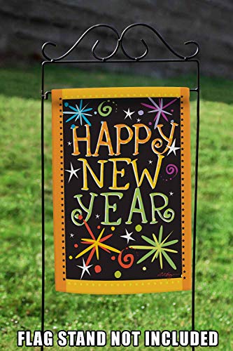 Toland Home Garden 1110449 Happy New Year New Year Flag 12x18 Inch Double Sided New Year Garden Flag for Outdoor House party Flag Yard Decoration