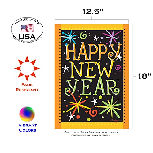 Toland Home Garden 1110449 Happy New Year New Year Flag 12x18 Inch Double Sided New Year Garden Flag for Outdoor House party Flag Yard Decoration