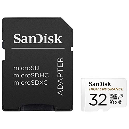 SanDisk 32GB High Endurance Video MicroSDHC Card with Adapter for Dash Cam and Home Monitoring Systems - C10, U3, V30, 4K UHD, Micro SD Card - SDSQQNR-032G-GN6IA