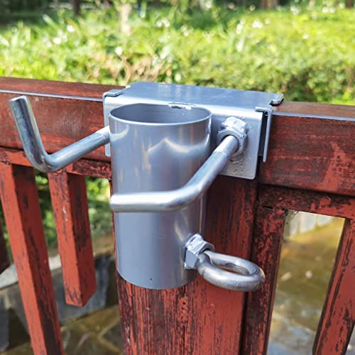 FFfeily Garden Umbrella Clamp Holder Metal Patio Umbrella Mount Clip for Balcony Landscape Fence Sunshade Umbrella Fixed Bracket,2" Adjustable Pole Hole,Clip Wide Max 2.6"