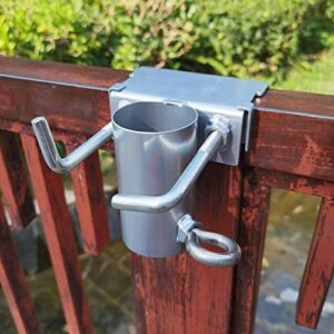 FFfeily Garden Umbrella Clamp Holder Metal Patio Umbrella Mount Clip for Balcony Landscape Fence Sunshade Umbrella Fixed Bracket,2" Adjustable Pole Hole,Clip Wide Max 2.6"