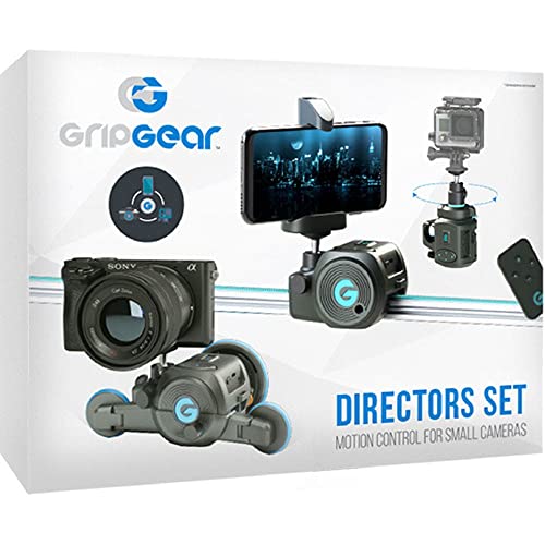 Grip Gear Directors Set - Includes motor + Sliders + Camera Dolly + 360 Panoramic Mount – Motorized/Manual Camera slider and Motion Control, Compatible with DSLR, Mirrorless, Smartphones & action cams