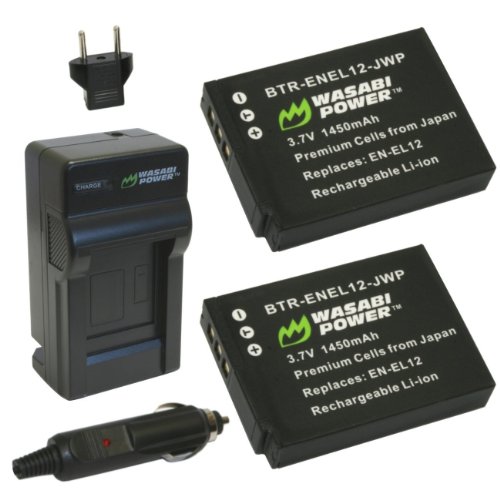 Wasabi Power Battery (2-Pack) and Charger for Nikon EN-EL12 and Nikon Coolpix AW100, AW100s, AW110, AW110s, P300, P310, P330, S31, S70, S610, S620, S630, S640, S800c, S1000pj, S1100pj, S1200pj, S6000, S6100, S6150, S6200, S6300, S8000, S8100, S8200, S9050