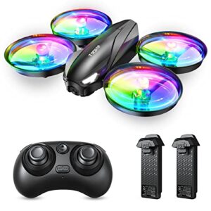 tomzon a31 drone for kids, mini rc drone toy with 7 colors led lights, 3 speeds adjustable, 3d flips, kids drones for beginners boys girls birthday gifts, headless mode, altitude hold, 2 batteries