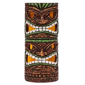 yiosax outdoor garden decor-double tiki totem statues solar lights waterproof decorative yard patio decorations