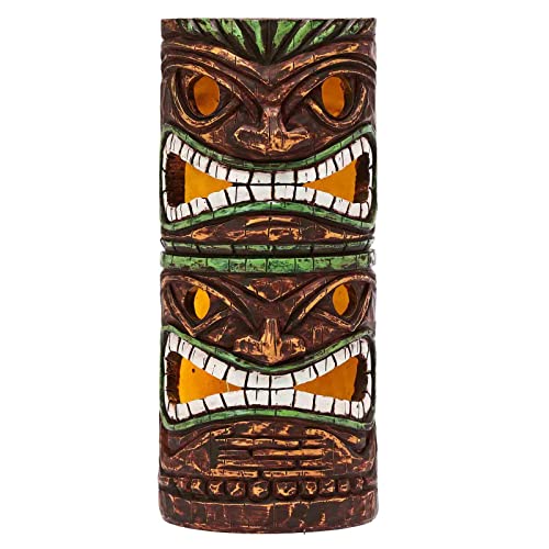 Yiosax Outdoor Garden Decor-Double Tiki Totem Statues Solar Lights Waterproof Decorative Yard Patio Decorations