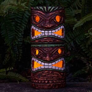 Yiosax Outdoor Garden Decor-Double Tiki Totem Statues Solar Lights Waterproof Decorative Yard Patio Decorations