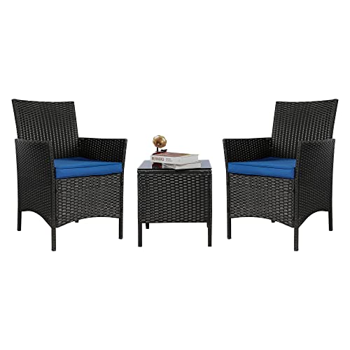 PAOLFOX 3 Pieces Patio Furniture Sets,Wicker Patio Set,PE Rattan Patio Furniture,Patio Bistro Sets,Porch Furniture,Outdoor Conversation Sets,Wicker Patio Chairs,Balcony Furniture Set