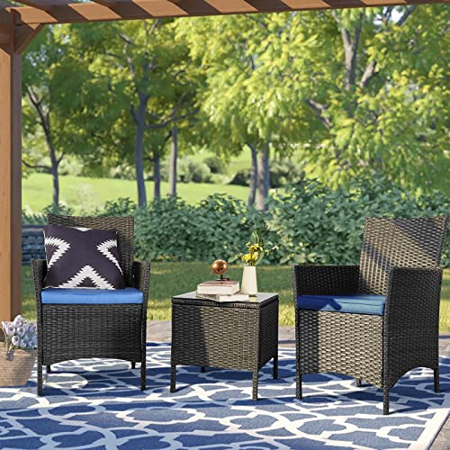 PAOLFOX 3 Pieces Patio Furniture Sets,Wicker Patio Set,PE Rattan Patio Furniture,Patio Bistro Sets,Porch Furniture,Outdoor Conversation Sets,Wicker Patio Chairs,Balcony Furniture Set