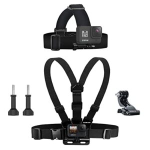 sametop head mount strap chest mount harness chesty kit compatible with gopro hero 11, 10, 9, 8, 7, 6, 5, 4, session, 3+, 3, 2, 1, hero (2018), fusion, max, dji osmo action cameras