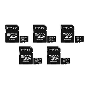 pny 16gb performance class 4 microsd flash memory card 5-pack (p-sdu16g4x5-mp)