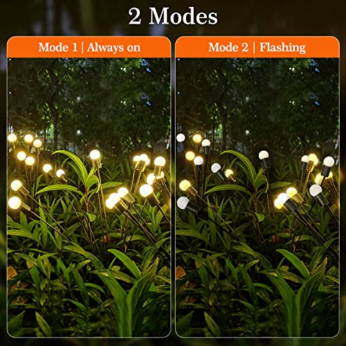 Spardar 10 LED Firefly Lights Solar Outdoor, 2 Pack Solar Powered Firefly Lights Waterproof Garden Lights Path Landscape Decorative for Pathway Patio, Warm White (2 Pack)