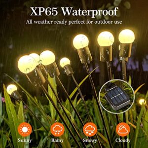 Spardar 10 LED Firefly Lights Solar Outdoor, 2 Pack Solar Powered Firefly Lights Waterproof Garden Lights Path Landscape Decorative for Pathway Patio, Warm White (2 Pack)