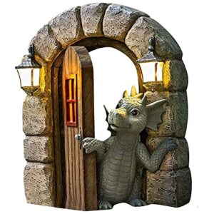 eita courtyard dragon carving ornament dragon gate statue resin garden dragon statue dragon meditating by the window garden dragon sculpture decorative dragon (happy dragon no. 2)