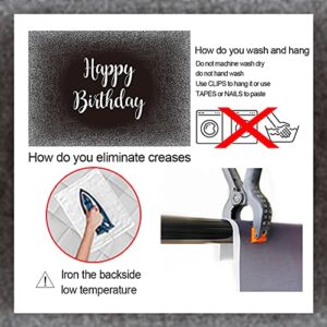 Black and Silver Happy Birthday Backdrop Grey Glitter Photography Background Men Women Adult Birthday Decoration Supplies 7x5FT