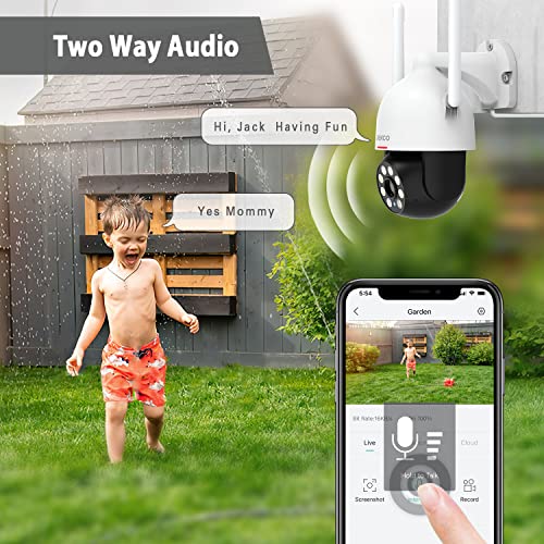 DEKCO 2K Security Camera Outdoor/Home, WiFi Outdoor Security Cameras Pan-Tilt 360° View, 3MP Dome Surveillance Cameras with Motion Detection and Siren, 2-Way Audio,Full Color Night Vision, Waterproof