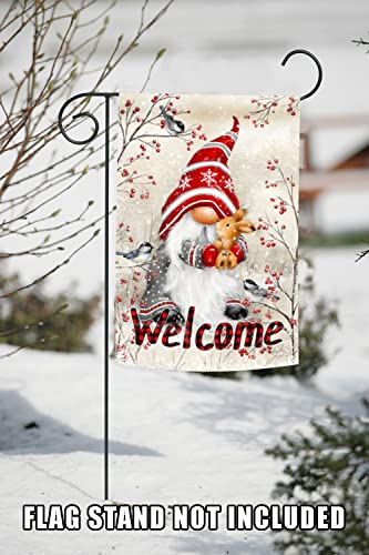 Toland Home Garden 1112629 Welcome Gnome Winter Flag, 12x18 Inch, Double Sided for Outdoor House Yard Decoration