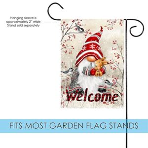 Toland Home Garden 1112629 Welcome Gnome Winter Flag, 12x18 Inch, Double Sided for Outdoor House Yard Decoration