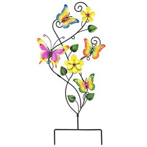 bayn 30 inch butterfly garden stake decor art butterfly metal wall decor trellis for climbing plants outdoor spring decor art housewarming gift