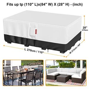 Patio Furniture Covers Waterproof for Outdoor Table - 420D Heavy Duty Fabric Patio Table Covers - Fit as Outdoor Dining Table Cover and Patio Coffee Table Covers (110"L x 84"W x 28"H )