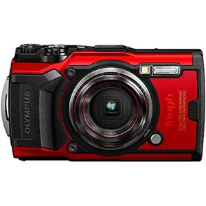 om system olympus tg-6 red underwater camera, waterproof, freeze proof, high resolution bright, 4k video 44x macro shooting