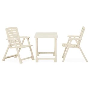 vidaXL Folding Bistro Set Garden Patio Backyard Yard Park Terrace Outdoor Furniture Bar Pub Party Balcony Sets 3 Piece Plastic White