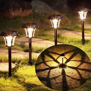 MAGGIFT 6 Pack 25 Lumen Solar Powered Pathway Lights, Super Bright SMD LED Outdoor Lights, Stainless Steel & Glass Waterproof Light for Landscape, Lawn, Patio, Yard, Garden, Deck Driveway, Warm White