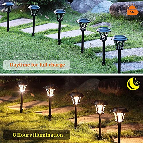 MAGGIFT 6 Pack 25 Lumen Solar Powered Pathway Lights, Super Bright SMD LED Outdoor Lights, Stainless Steel & Glass Waterproof Light for Landscape, Lawn, Patio, Yard, Garden, Deck Driveway, Warm White