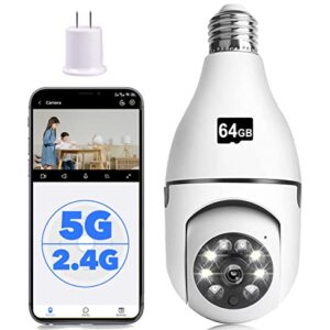 Fowutz Light Bulb Security Camera, 2.4G&5G WiFi Light Bulb Camera, Light Socket Security Camera with Night Vision Motion Detection