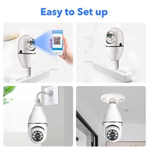 Fowutz Light Bulb Security Camera, 2.4G&5G WiFi Light Bulb Camera, Light Socket Security Camera with Night Vision Motion Detection