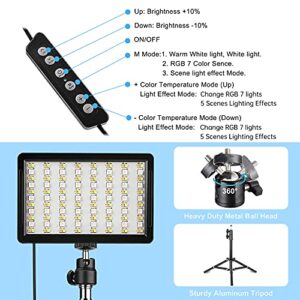 Led Video Light for Camera, RGB Photography Lighting Kit (2 Packs) with Adjustable Tripod Stand/Remote,Dimmable 6500K for Desktop Filming/Streaming/Video Conferencing/Studio Shooting