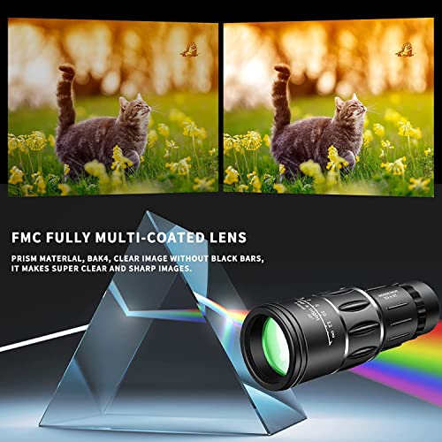 Monocular Telescope 16x52 with Night Vision,Monocular for Adults Kids,High Power Compact Waterproof Monocular,with FMC BAK4 Prism Scope Bird Watching Camping, Hiking,Concert