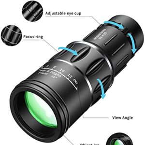 Monocular Telescope 16x52 with Night Vision,Monocular for Adults Kids,High Power Compact Waterproof Monocular,with FMC BAK4 Prism Scope Bird Watching Camping, Hiking,Concert