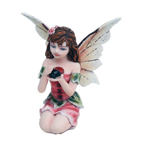 Pacific Giftware Fairy Garden Flower Fairy with Ladybug Decorative Mini Garden of Enchantment Figurine 3 Inch