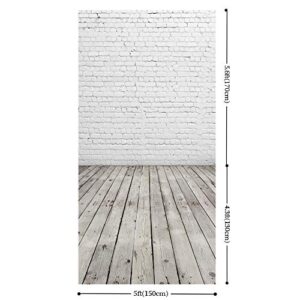 HUAYI 5'x10' Vinyl Backdrop for Photo Studio Pictures Home Decoration DIY Food Background Brick and Wood Floor D-2504