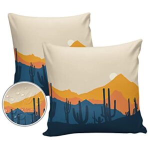 Outdoor Throw Pillow Cover Minimalist Desert Sun Mountain Waterproof Cushion Covers 2 Pack Natural Landscapes Pillow Cases Home Decoration for Patio Garden Couch Sofa