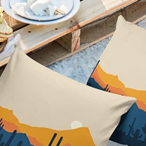 Outdoor Throw Pillow Cover Minimalist Desert Sun Mountain Waterproof Cushion Covers 2 Pack Natural Landscapes Pillow Cases Home Decoration for Patio Garden Couch Sofa