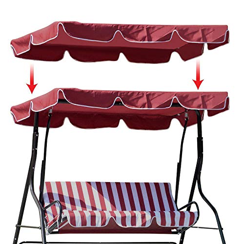 Porch Swing Canopy, Replacement Waterproof Swing Top Cover, Garden Swing Seat Replacement Canopy Sun Shade Awning Cover Outdoor Patio Ham-Mock Swing Canopy (Wine)