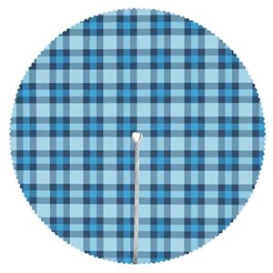 Lirduipu Checkered Pattern Round Outdoor Tablecloth,Outdoor and Indoor Round Tablecloth with Umbrella Hole and Zipper,for Umbrella Table Patio Garden(52" Round,Pale Blue Blue)