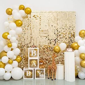 Kate Square Light Gold Sequin Wall Panels Shimmer Wall Birthday Party Backdrop Decorations (Pack of 12)