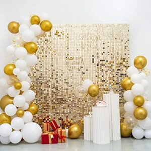 Kate Square Light Gold Sequin Wall Panels Shimmer Wall Birthday Party Backdrop Decorations (Pack of 12)