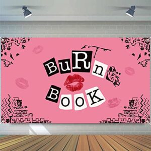 unbess mean girls party backdrop banner hot pink burn book photography background posters for room y2k aesthetic early 2000s teens sweet birthday bachelorette party decorations supplies, 6.6 x 3.8 ft