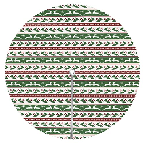 Christmas Pattern round outdoor tablecloth,Round Tablecloth with Umbrella Hole and Zipper for Patio Garden,Waterproof Spill-Proof,for umbrella table Patio Garden(52" Round,Dark Green Burgundy White)