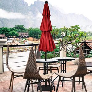 Tangkula 10 Ft 3 Tier Patio Umbrella, Outdoor Umbrella W/Double Vented, Market Table Tilt Umbrella with Crank, Outdoor Aluminum Umbrella for Market, Backyard, Pool, Garden (Burgundy)