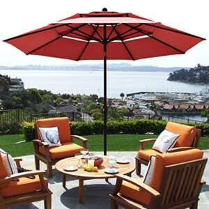 Tangkula 10 Ft 3 Tier Patio Umbrella, Outdoor Umbrella W/Double Vented, Market Table Tilt Umbrella with Crank, Outdoor Aluminum Umbrella for Market, Backyard, Pool, Garden (Burgundy)