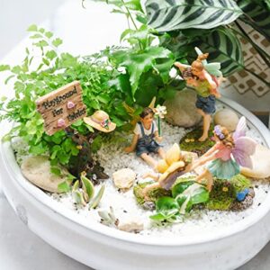 PRETMANNS Fairy Garden Accessories Outdoor - Fairies for Fairy Garden - Miniature Fairy Garden Fairies for Garden - Boy & Girl Garden Fairies Supplies - Fairy Garden Figurines Playground Kit 4 Pieces