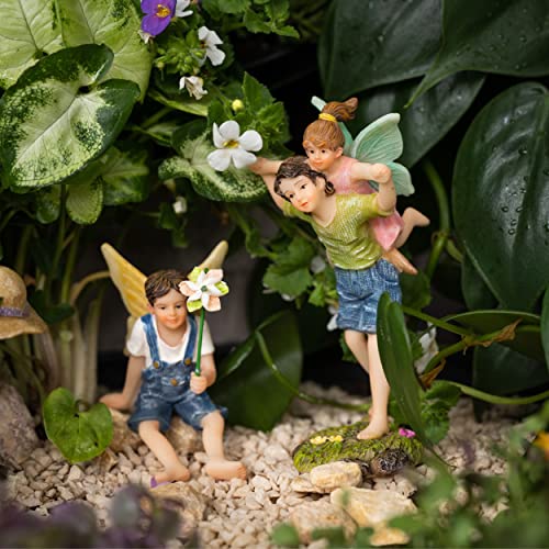 PRETMANNS Fairy Garden Accessories Outdoor - Fairies for Fairy Garden - Miniature Fairy Garden Fairies for Garden - Boy & Girl Garden Fairies Supplies - Fairy Garden Figurines Playground Kit 4 Pieces